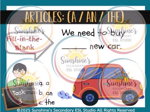 Articles (a/an/the) Task Cards for Teens | ESL Grammar | TPT