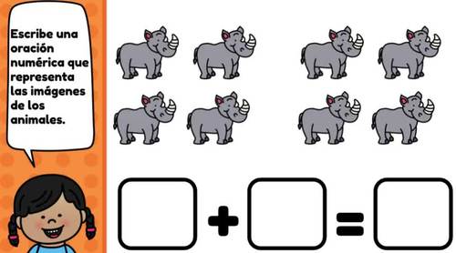 Google Slides and Seesaw Math in Spanish- Los animales- Sumas | TPT