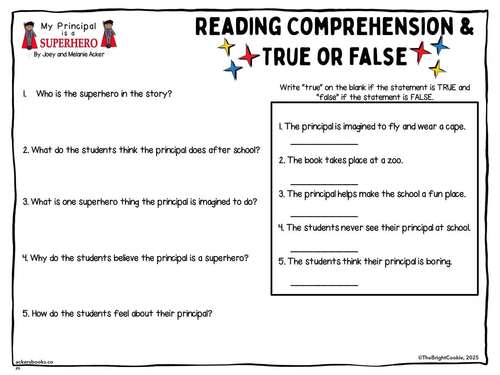 My Principal is a Superhero- Hero Activities & Packet, Superhero Mask Craft