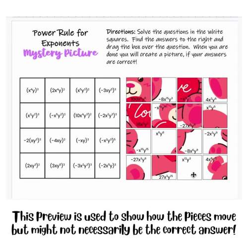 Algebra Valentine's Day Digital Activities | Exponent Rules | Exponent Laws