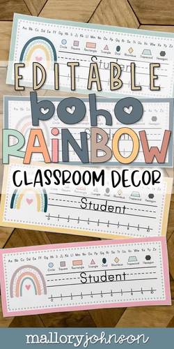 Boho Rainbow Theme Classroom Bundle by Mallory Johnson | TPT
