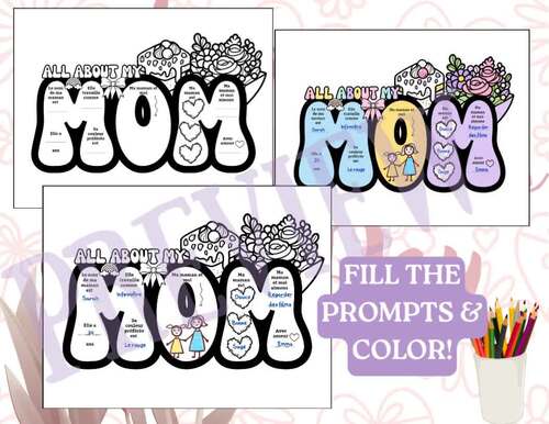 French Mother's Day Writing & Craft - La Fête des mères - Activité d ...