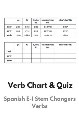 Spanish E-I Stem Changer Verb Charts & Quiz by Real Life Language