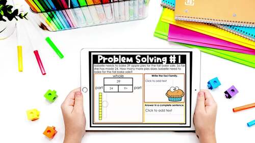 Fact Family Addition & Subtraction Single Step Word Problems Task Cards ...