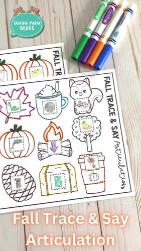 Fall Trace And Say Speech Articulation Activity by Talking Mama Bears