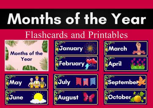Months of the Year Flash cards | Bulletin Board Ideas by Dishan Collections