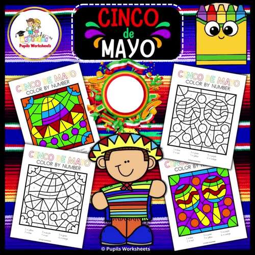 Cinco de Mayo Math Color By Number - Cinco de Mayo Color By Code Worksheets