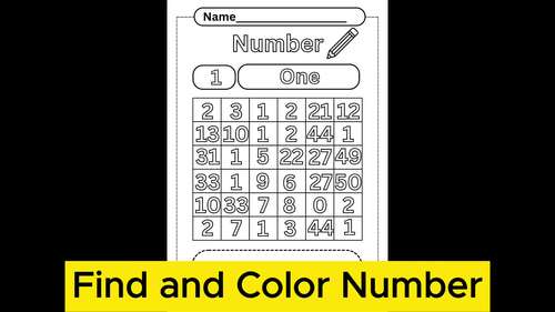 Number 1-25 Recognition: Find and Color by Taro Creator | TPT