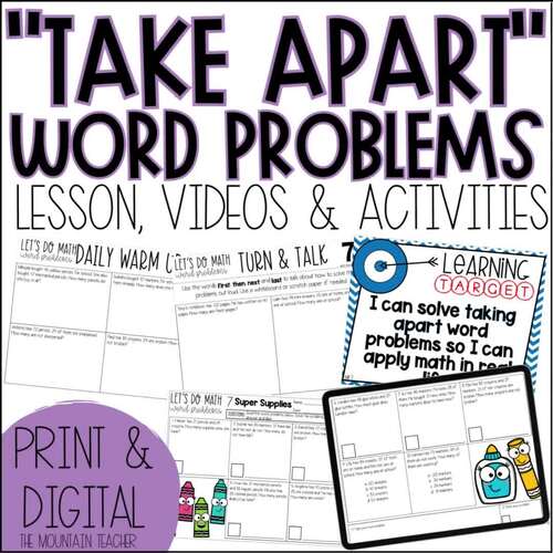 Taking Apart 2 Digit Subtraction Word Problems Math Worksheets and ...