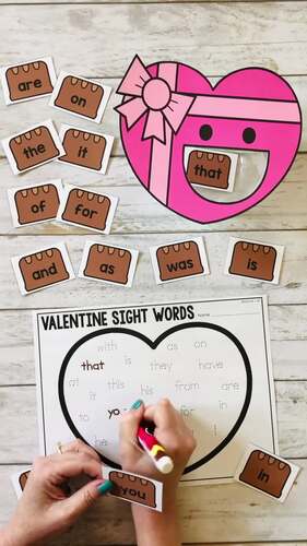 Valentine Sight Words - Fry's Sight Word Practice - Valentine's Day Centers