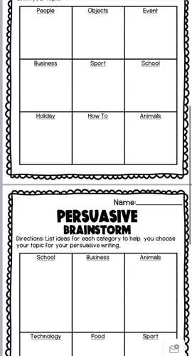 Brainstorm Ideas for Different Types of Writing by Teachin' it all