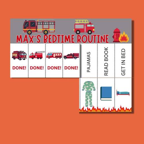 Routine Chart Visual Schedule Fire Truck Bedtime prek Toddler Editable ...
