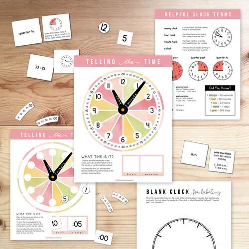 Telling the Time Printable Clock Mats and Matching Game | Hands-on Math ...