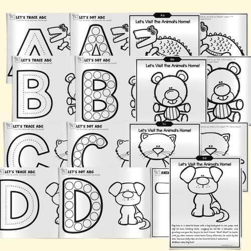 Toddler Animal Alphabet Pack – Fine Motor, ABC Dot Worksheets & Sound ...