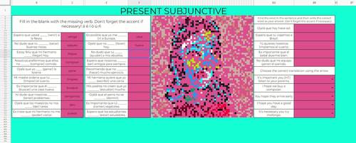 Present Subjunctive Digital Mystery Picture Spanish Pixel Art Digital ...