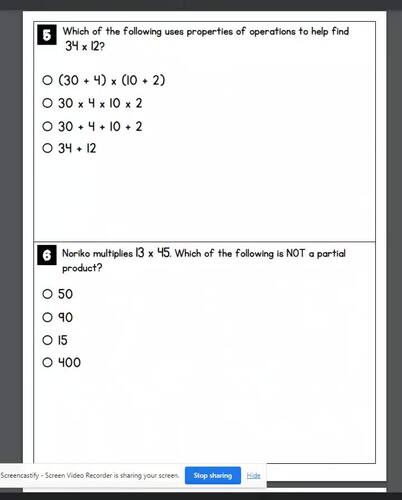 4th Grade EnVision Assessment - Topic 4 (Multiply by 2-Digits) 4.NBT.B.5