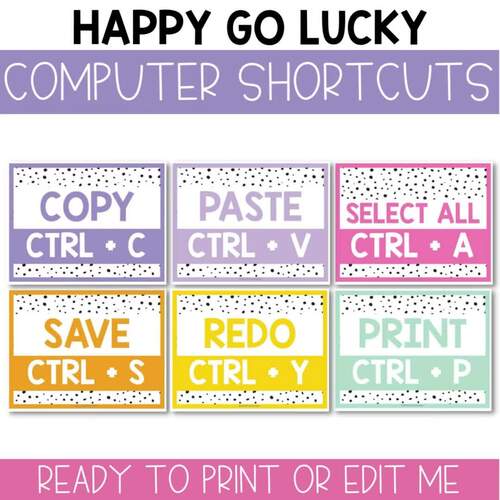 Editable Keyboard Shortcut Posters / Computer Lab Posters / Retro Groovy