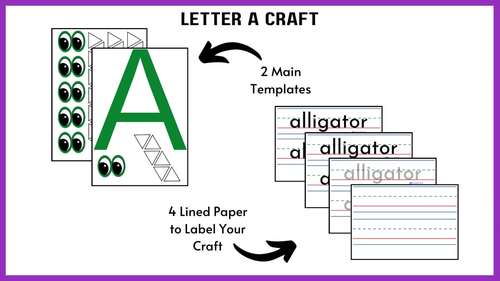 Alphabet Alligator Craft Activity for Preschool and Kindergarten Letter A