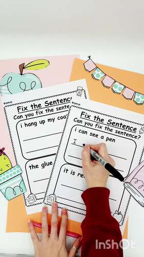 Back to School Sentence Correction Worksheets Fix the Sentences 1st Grade