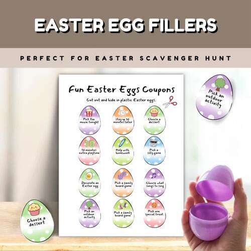 Easter Scavenger Hunt Egg Fillers Printable, Easter Egg Hunt Essentials