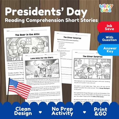 Presidents Day Reading Comprehension Passages | Short Stories & Questions
