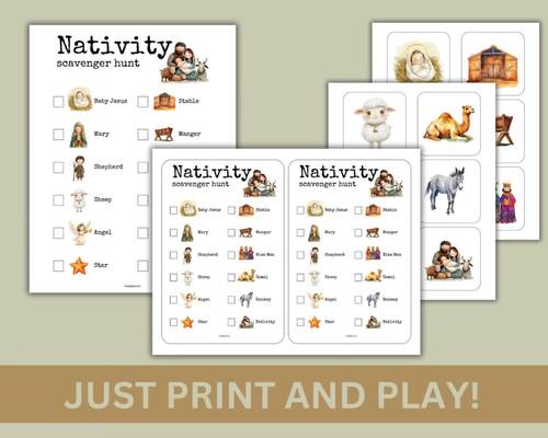 Toddler Nativity Scavenger Hunt Printable, Preschool Christmas Game ...