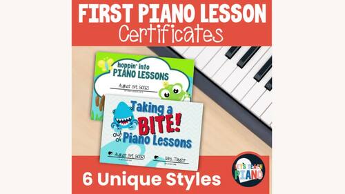 First Piano Lesson Award Certificates by Let's Teach Piano | TPT