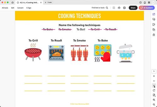 ESL Elementary Lesson: Learn Cooking Verbs and Techniques by ESL Class ...