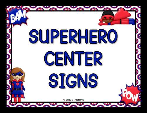 Superhero Center Signs *Editable* by Cindy's Treasures | TPT