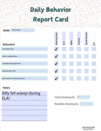 Daily Behavior Report Card | School-Home Communication | TPT