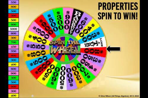 Properties in Math | Spin to Win Game (Pre-Algebra Version) | TPT