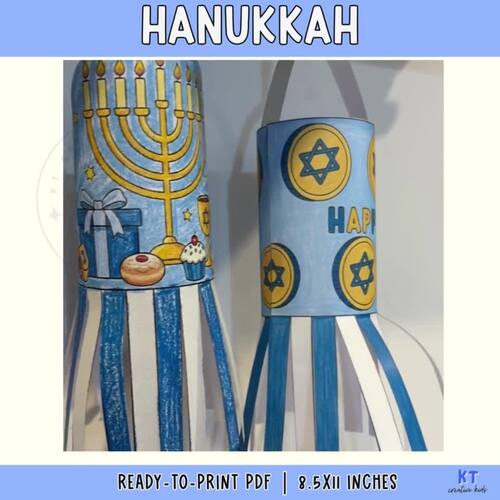 Hanukkah Windsock Craft | Coloring & Writing Activity by KT creative kids