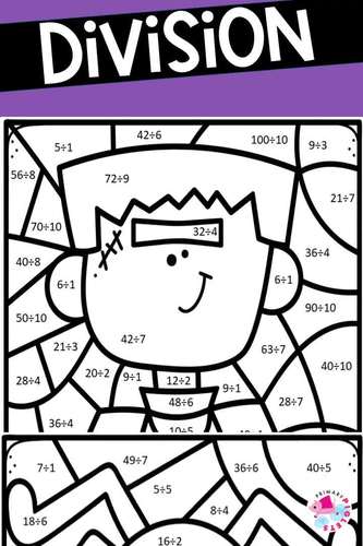 HALLOWEEN COLOR BY NUMBER CODE DIVISION FACTS MATH PRACTICE by Primary ...