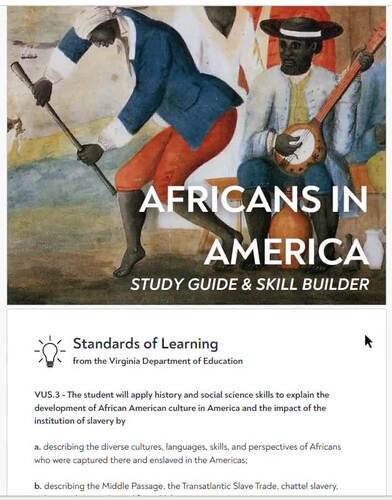 Africans in America: Study Guide and Skill Builder (VUS.3) by John ...