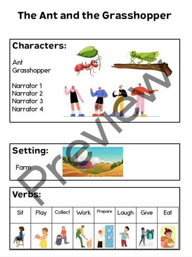 Newcomer ELL Reader's Theater - The Ant and the Grasshopper by EnglishTime