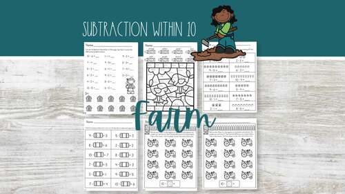 Math Subtraction within 10 Farm Theme | Morning Work | Worksheets ...