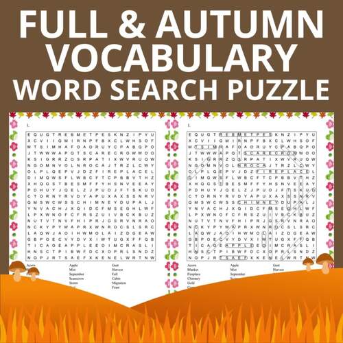 Fall & Autumn Vocabulary Word Search Puzzle | Seasonal Activity with ...
