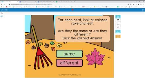 Fall Color Comparison Boom Cards Distance Learning by Hands-on ...