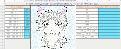 Digital Math Pixel Art Mystery Picture 3rd Grade TEKS 3.2.A - Expanded Form