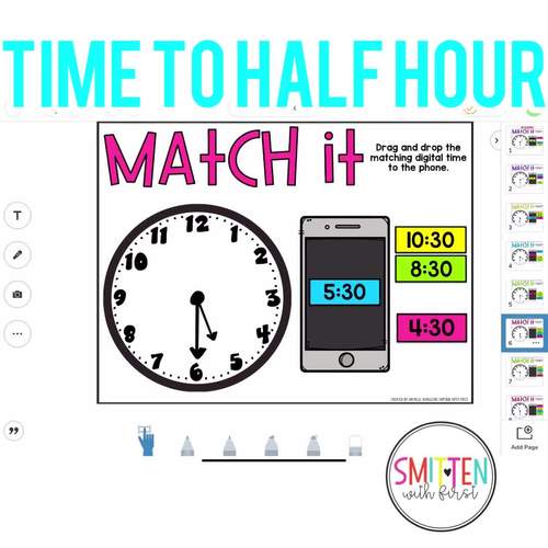 Digital Math Activities Telling Time to Half Hour for Google Classroom ...