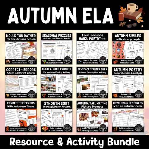 Autumn ELA Bundle for Fall Activities in Middle or High School by ...