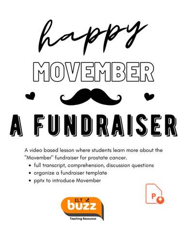 Movember. November. Fundraiser. Project. ELA. ESL. Health. Cancer ...