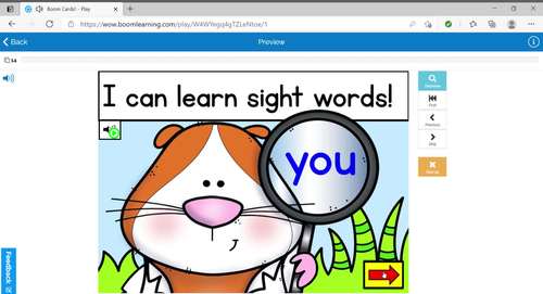 Kindergarten Sight Words Practice BOOM Cards™ Errorless BUNDLE 1 to 10