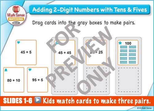 Adding 2-Digit Numbers Tens & Fives DIGITAL MATCH: 20 PPT / Google ...