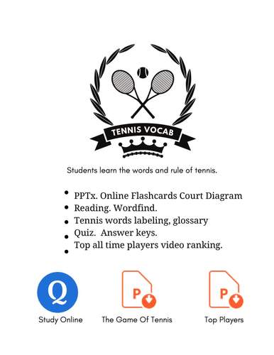Tennis Vocabulary. Sport. Academic. PPTx. Quiz. Labeling. | TpT