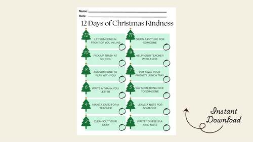 12 Days of Kindness | Christmas Countdown Classroom Activity | TPT