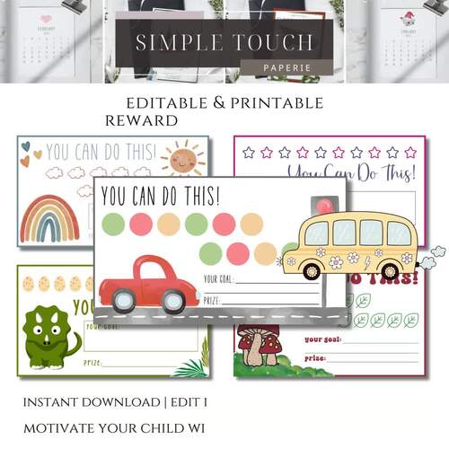 Editable Reward Chart Template Set by Simple Touch Paperie | TPT