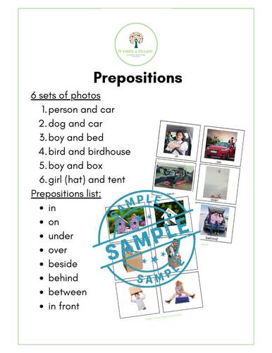 Prepositions FLASHCARDS-photos-identify, label and match picture to word