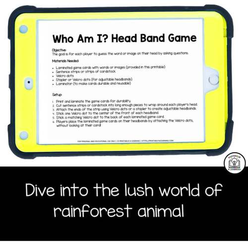 Who Am I? Headbands Game - Rainforest Animals Edition by Printables 4 ...