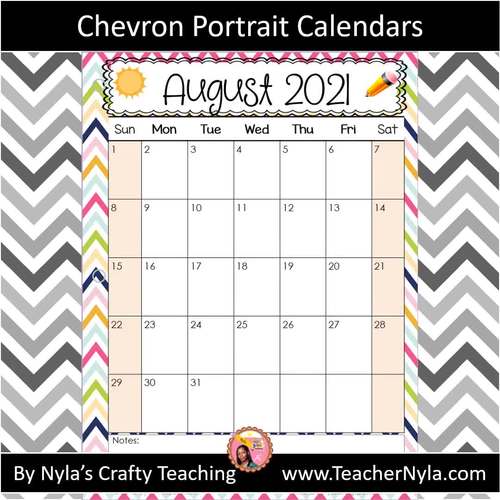 Editable Calendars 2022 Chevron for PowerPoint and Google Classroom™